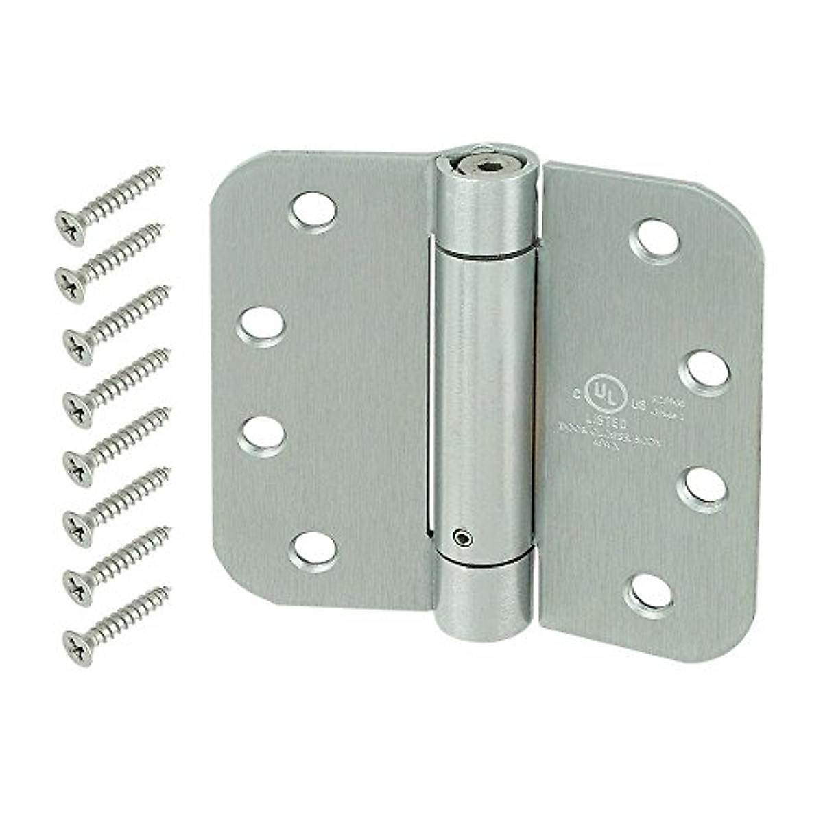 Everbilt 4 in. Satin Chrome 5/8 in. Radius Adjustable Spring Door Hinge