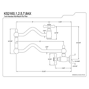 Kingston Brass KS2101AX Heritage Pot Filler, Polished Chrome