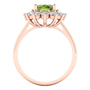 Clara Pucci 2.36 ct Oval Cut Solitaire W/Accent Halo Genuine Natural Peridot Wedding Promise Anniversary Bridal Ring 18K Rose Gold 3.5