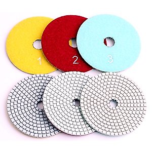 casaverde 4 Inch with 2.5mm Thickness Dry/Wet 3 Step Polishing Pads for Granite Marble Concrete Stone