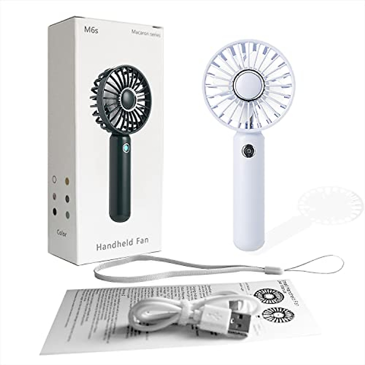 RNKRUN Mini HandHeld Portable Fan, Small Personal Battery Operated Fan Lash Fan Quiet usb Rechargeable 3 Speed Adjustable for Outside Travel Patios Indoor Shop Women Men Kids Girl Eyelash Makeup,white