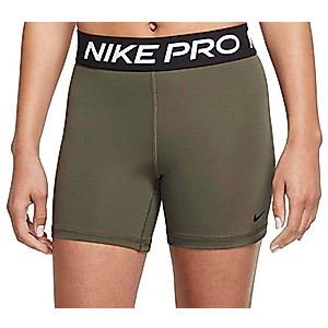 Nike Pro 365 Women's 5" Shorts (as1, Alpha, x_s, Regular, Regular, Medium Olive/Black/Black, Fitted)