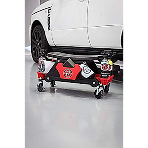 Adam's Polishes Detailing Seat, Mobile Rolling Utility Creeper Seat or Chair for Mechanics & Detailers, Organizer,Extra Storage Trays for Tools During Garage DIY Home Car Wash Wax Polishing Projects