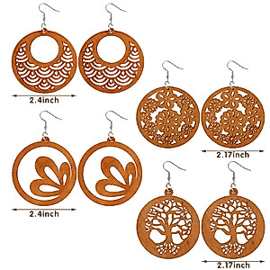 MTLEE 20 Pairs African Wooden Dangle Earrings Lightweight Ethnic Style Drop Earrings Geometric Wooden Earrings for Women(Classic Style)
