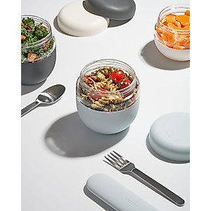 W&P Porter Seal Tight Glass Lunch Bowl Container w/ Lid | Slate 24 Ounces | Leak & Spill Proof, Soup & Stew Food Storage, Meal Prep, Airtight, Microwave and Dishwasher Safe, BPA-Free Glass