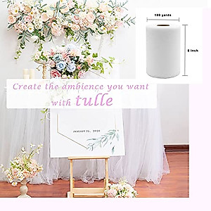 Tulle Fabric 6 Inch by 100 Yards White Tulle Rolls Spool for Tutu Table Skirt Wedding Gift Wrapping Party Decorations DIY Crafts Supplies