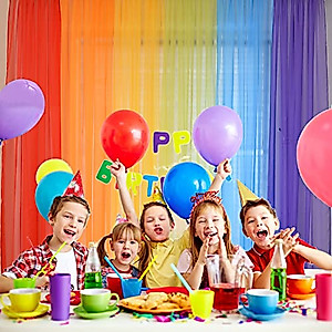 Yancorp 6 Panels Sheer Curtains Rainbow Window Decoration Voile Drapes 84 Inches Kids Girls Boys Party Favor Christmas Classroom Decor Kitchen Bedroom Backdrop(Rainbow,W40 x L84)