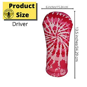 Tie Dye Collection Golf Club Headcovers 3 Separate Sizes Driver Fairway Hybrid All Sold Separately Handmade in USA by BeeJos (Hot Pink, Driver)