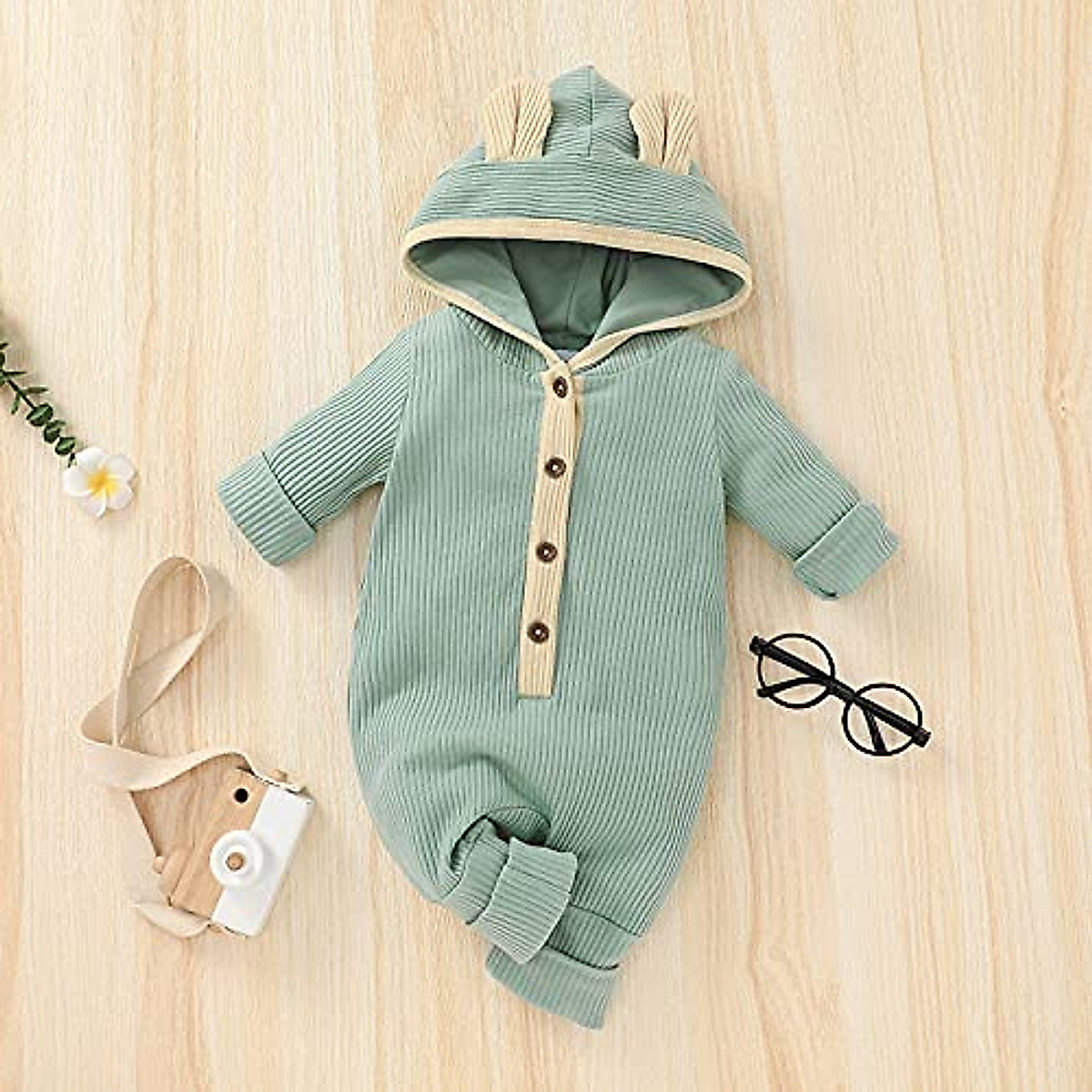 Thorn Tree Newborn Baby Girl Boy Long Sleeve Clothes Set Winter Fall Suit (Green, 3-6 Months)