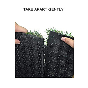 GOLDEN MOON Artificial Grass Turf Tile with Upgrade Interlocking System Self-draining Grass Tiles, 1x1 ft, 1 in Pile Height, 9 Pack