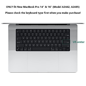 Batianda Premium Gradient Color Keyboard Cover for New MacBook Pro 14'' Pro 16'' 2024 2023 M4 M3 M2 M1 Pro/Max Chip & New MacBook Air 13 15 inch Soft-Touch Silicone Protective Skin,Black