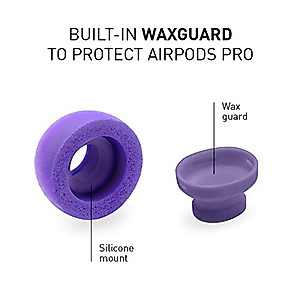 Eartune Fidelity UF-A Premium Memory Foam Tips for AirPods Pro (1st Gen & 2nd Gen) - Fits in Charging Case, Stays in Your Ears, Superb Sound Isolation, and Built-in Waxguard - Assorted S/M/L, [Purple]
