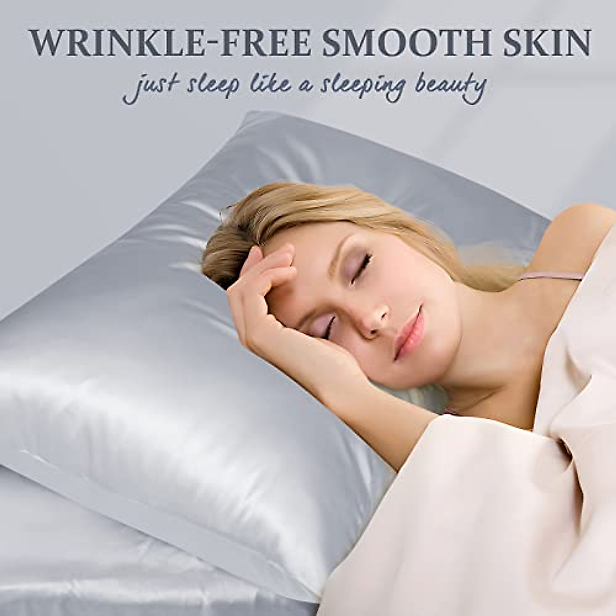 LULUSILK Silvergrey Silk Pillowcase for Hair and Skin, Mulberry Silk Pillow Case with Zipper Closure, Standard Size, Pack of 1