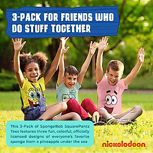 Nickelodeon Spongebob Square Pants Shirts for Boys (3-Pack) KidsGraphic Tshirt for Toddler & Up - 6 Gn/YEL/Pk SS