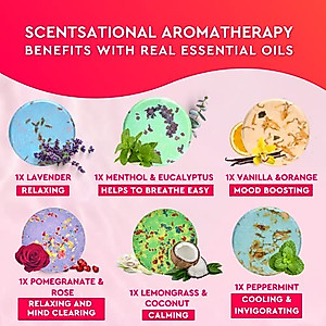 Cleverfy Shower Steamers Aromatherapy - Variety Pack of 6 Shower Bombs with Essential Oils.Self Care and Relaxation Spa Gifts for Women. Red Set