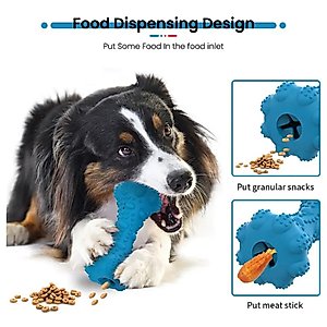 2 in 1 Premium Dog Toy, Dog Toys for Aggressive chewers, Combinated Food Dispenser and Speaker Function, Unique Design, Easy to Chew; 100% Safe Natural Rubber; for All Breed and Species
