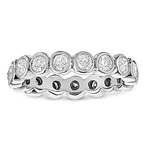 VIR JEWELS 1.50 cttw Diamond Eternity Ring for Women, Wedding Band in 14K White Gold Bezel Set, Size 7
