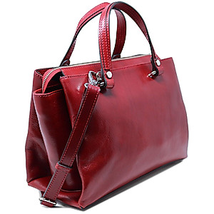 Floto Sesto Women's Leather Handbag with Crossbody Strap (Tuscan Red)