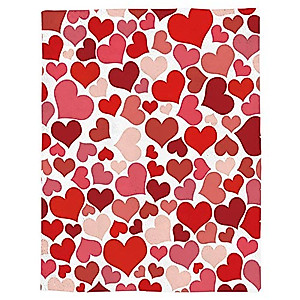 Flannel Blanket,Red Heart-Shaped Romantic Throw Luxury Blanket Reversible Fuzzy Microfiber All Season Blanket for Child and Adults 40" X 50"
