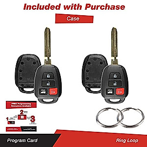 KeylessOption Keyless Entry Remote Uncut Car Blank Key Blade Case Fob Shell for Toyota Camry Scion HYQ12BDM (Pack of 2)
