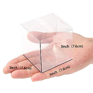 TEMLQPACK 50 Pack 3x3x3 Inch Clear Hot Chocolate Bomb Boxes Christmas Small Gift Boxes Cupcake Boxes Pastry Boxe Candies Boxes Birthday Wedding Party Favor Boxes