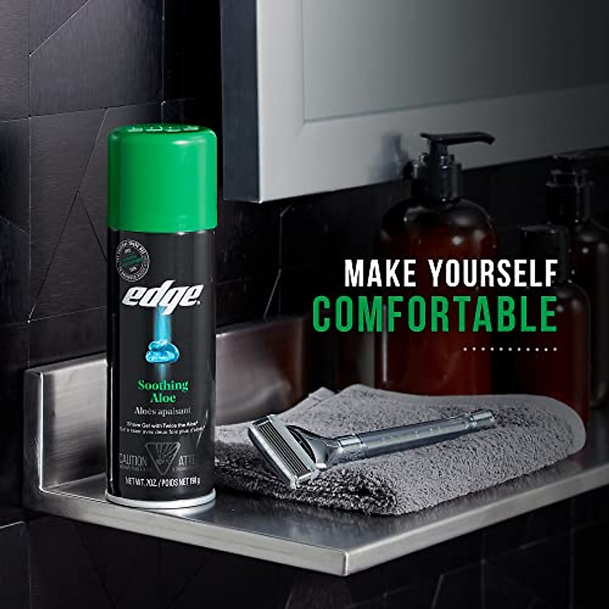 Edge Soothing Aloe Shave Gel for Men, Hydrates and Refreshes Skin, 7oz (6 Pack)