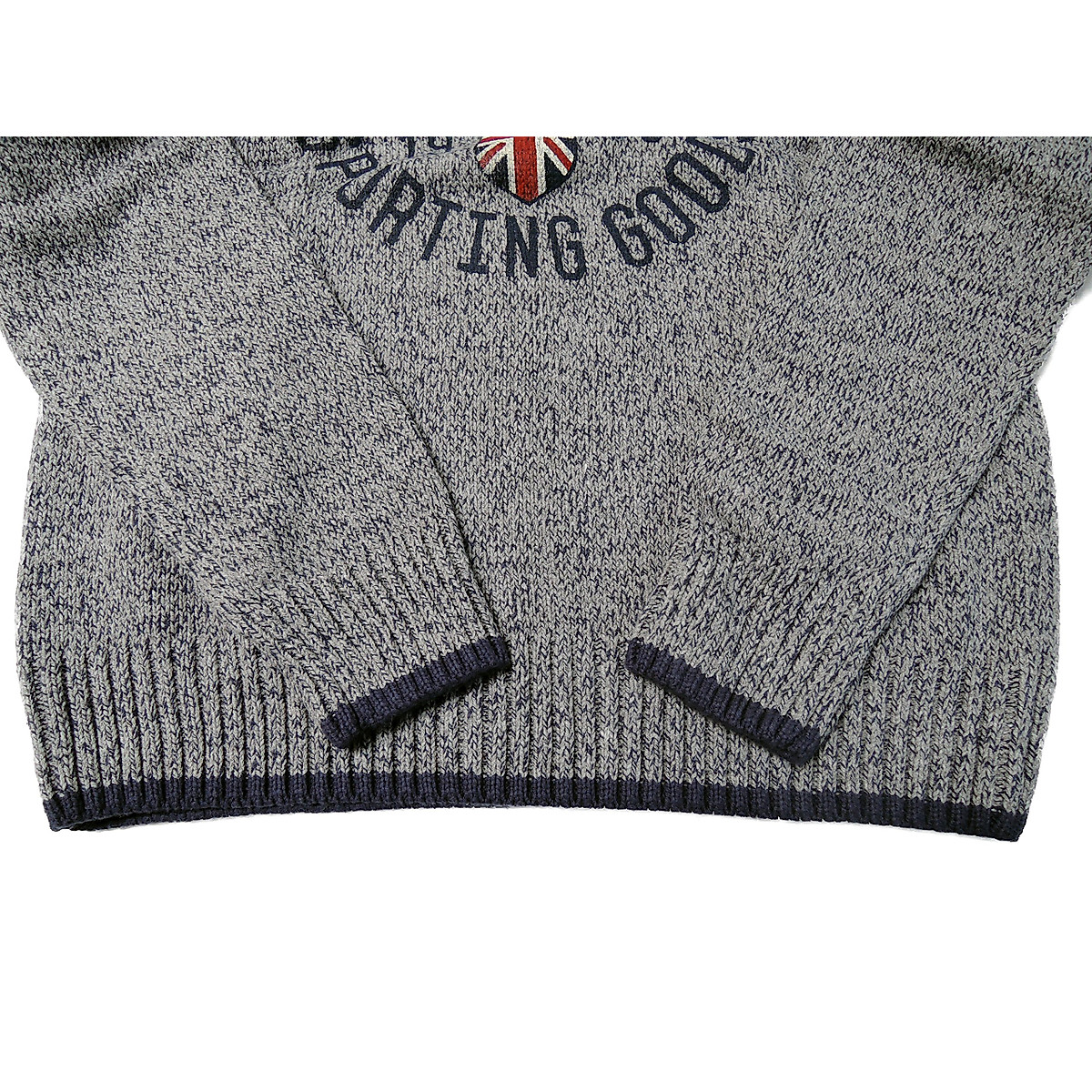 Lonsdale Men´s Regular-Fit Knitted Sweater Pullover Grey with Blue (XX-Large (2XL))