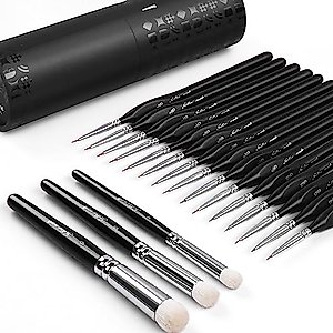 Model Paint Brushes Dry Brush - Golden Maple 18PC Large Dry Brush Set with Miniature Detail Paint Brush Set 3/0 5/0 10/0 for Effortless Miniature Painting, Scale Model, Citadel, Warhammer 40k