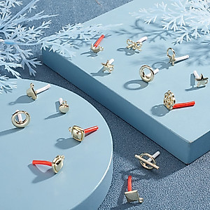 PH PandaHall 96pcs Earring Studs Backs 48pcs 12 Styles Golden Earring Posts Heart Moon Star Rhombus Pad Base with Loops Steel Pin and 48pcs Plastic Earring Backs for DIY Earring Making and Repairing