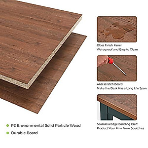 It's_Organized Study Computer Desk 47" Home Office Writing Desk, Modern Simple Style PC Table, Student Study Desk,Easy to Assemble,Black Metal Frame,Oak Black