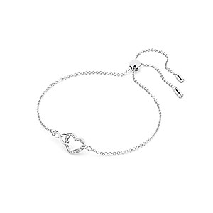 Swarovski Infinity Heart Bracelet with White Crystals, Infinity Symbol and Heart Intertwined on a Rhodium Plated Adjustable Chain