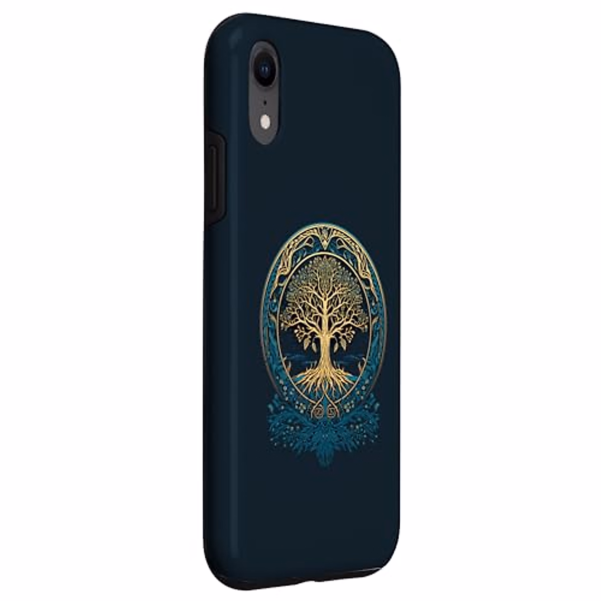 iPhone XR Odin Tree of Life Viking Valhalla Pagan Blue and Yellow Case