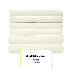 Queen Sheets Ivory - 6 Piece 1500 Supreme Collection Fine Brushed Microfiber Deep Pocket Queen Sheet Set Bedding - 2 Extra Pillow Cases, Great Value, Queen, Ivory
