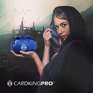CardKingPro Immense Dice Bags with Pockets - Blue - Capacity 150+ Dice - Great for Dice Hoarders [Patented Design]