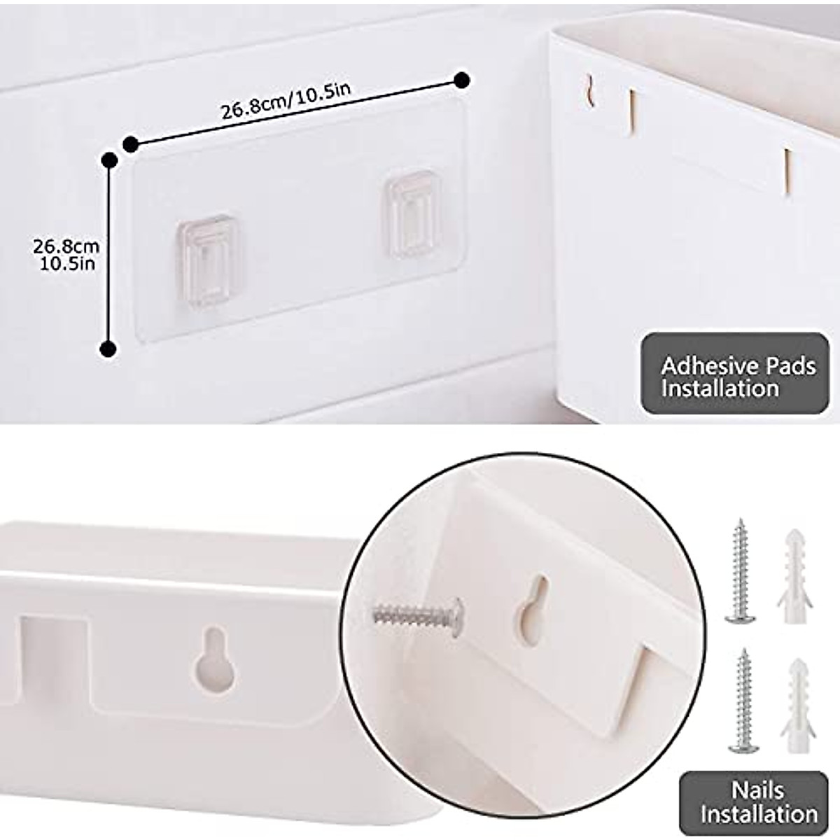 Fanceey Bedside Wall Shelf, Bedroom Organization and Storage, Phone Charging Remote Control Holder Wall Mount, Floating Nightstand, Screw or Self-Adhesive Two Way Use