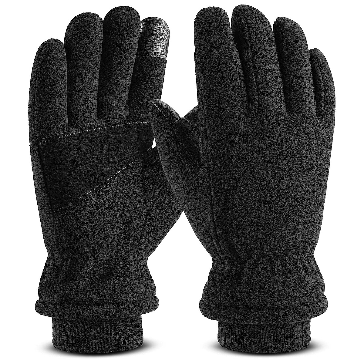 BESSTEVEN Thick Winter Gloves for Cold Weather Motorcycle Riding Hiking Truck Driver Dog Walker Christmas Thanks Giving Day Gift with Wear-Resistant Cowhide Leather Palm Large Black