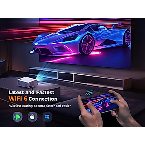 [Auto Focus/Keystone] Projector with WiFi 6 and Bluetooth 5.2, 600 ANSI Native 1080P 4K Supported, Agreago Outdoor Projector with Screen, Movie Projector Compatible with HDMI/USB/TV Stick