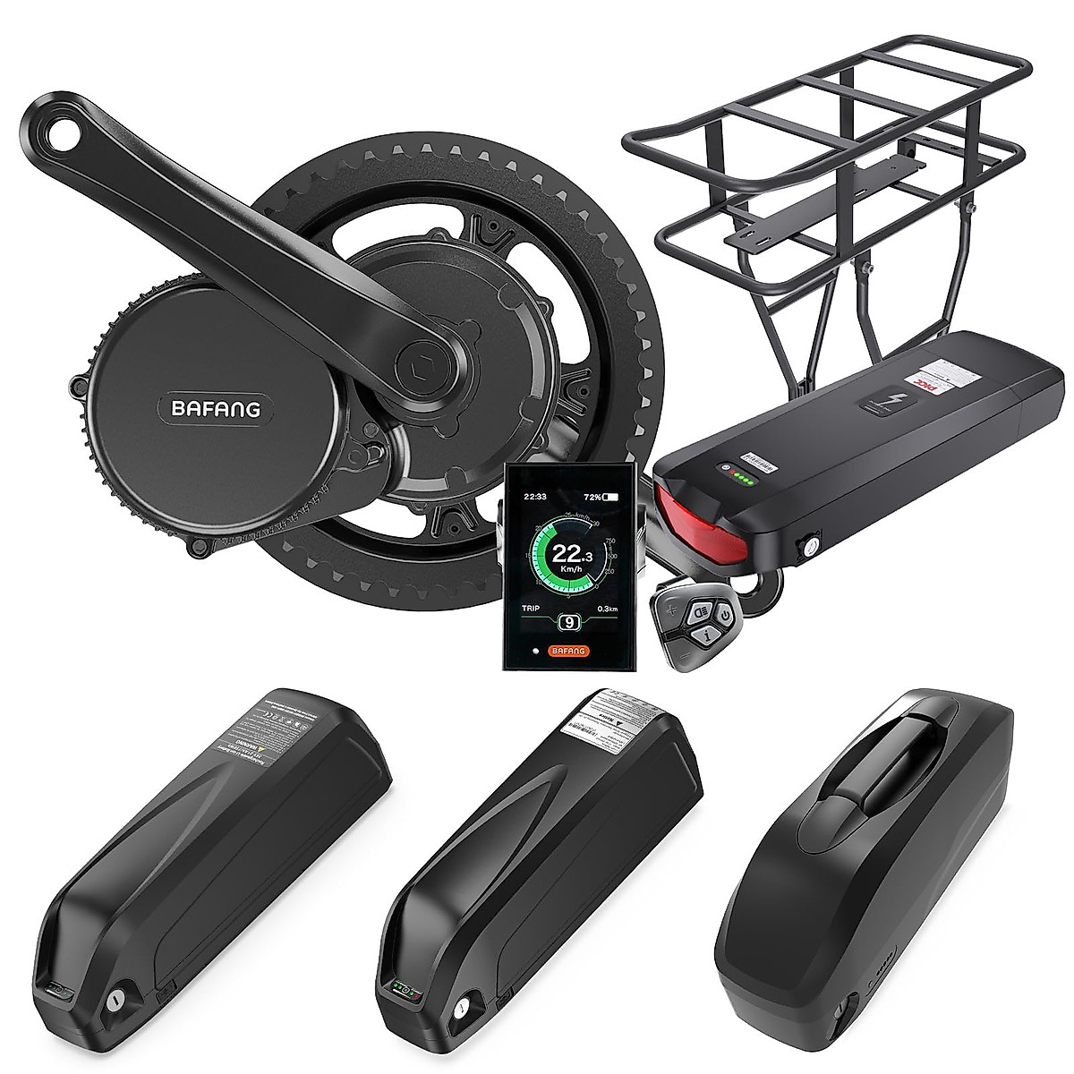 BAFANG BBS02B 48V 750W Mid Drive Electric Bike Motor Ebike Conversion Kit Mid-Mounted Engine for Mountain Bike Road Bicycle with Optional 48V 17.5Ah 18Ah and 48V 20Ah Battery