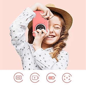 2.5K Digital Camera, 8X Zoom Automatic Light Sensitivity Dual Lens Video Camera, for Kids Student, Cute Pocket HD Camcoder (Pink)