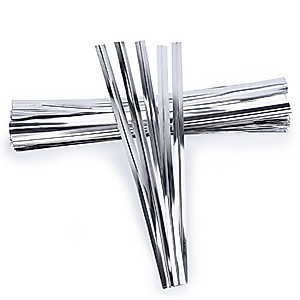 Easytle 500 Pcs Metallic Twist Ties 5" Sliver Twist Ties for Bags Foil Twist Ties Bread Ties Plastic Cable Ties Candy Ties Twist Tie Bag Ties for Bread Bags Gift Bags Wrapping Cello Bags Treat Bags
