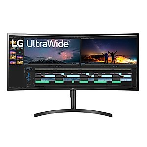 LG 38WN75C-B Monitor 38" 21:9 Curved UltraWide QHD+ (3840 x 1600) IPS Display, HDR 10, sRGB 99% Color Gamut, Tilt/Height Adjustable Stand, Black