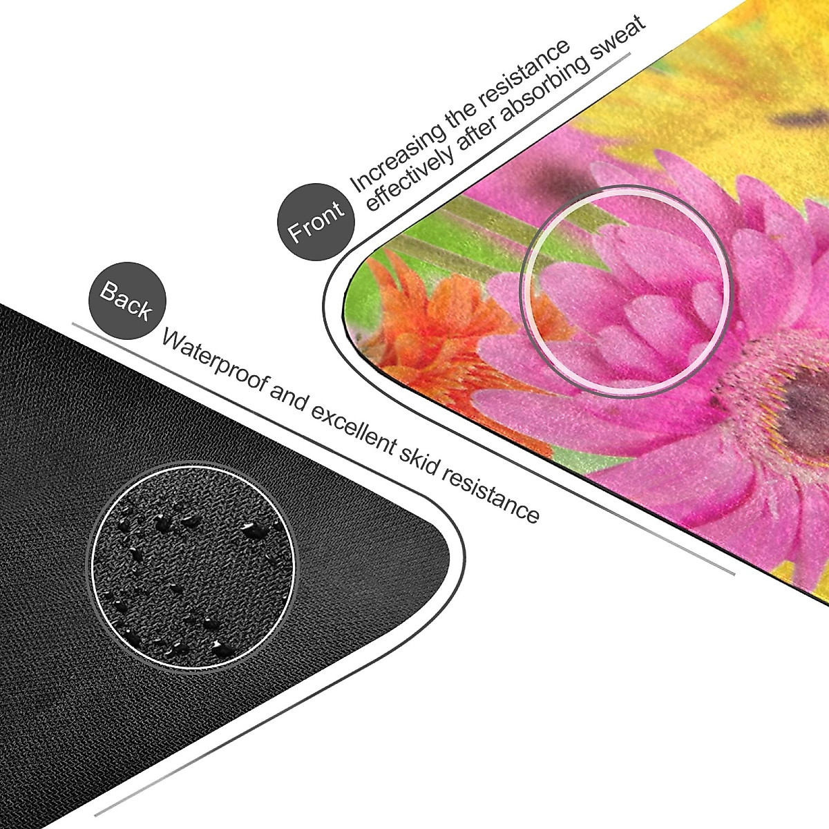 OTVEE Beautiful Flowers With Butterflies Yoga Mat for Women Non Slip Ultra Thin 1 MM Travel Yoga Mat with Carrying Bag Suede Fitness Exercise Mat for Yoga Pilates Workout Routines Camping