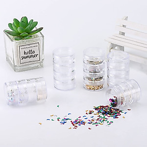 5 Set (20 Pieces) Stackable Cosmetic Containers with Screw Lids and Labels，10 Grams Clear Plastic Empty Jars Small Makeup Sample Containers for Beauty Products