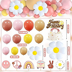 Groovy Retro Hippie Boho Party Decorations 116 Pcs, Daisy Birthday Party Supplies Including Groovy Birthday Banner Artificial Daisy Flowers Cake Toppers Daisy Balloons for Girls Kids Birthday Party