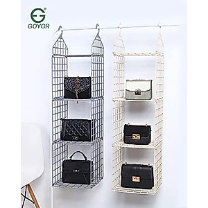 GOYOR 4-Shelf Plastic Hanging Closet Organizer, Collapsible Hanging Closet Shelves, Hanging Organizer for Closet & RV, White, 31" H X 11" W X 11" D, 1-Pack.