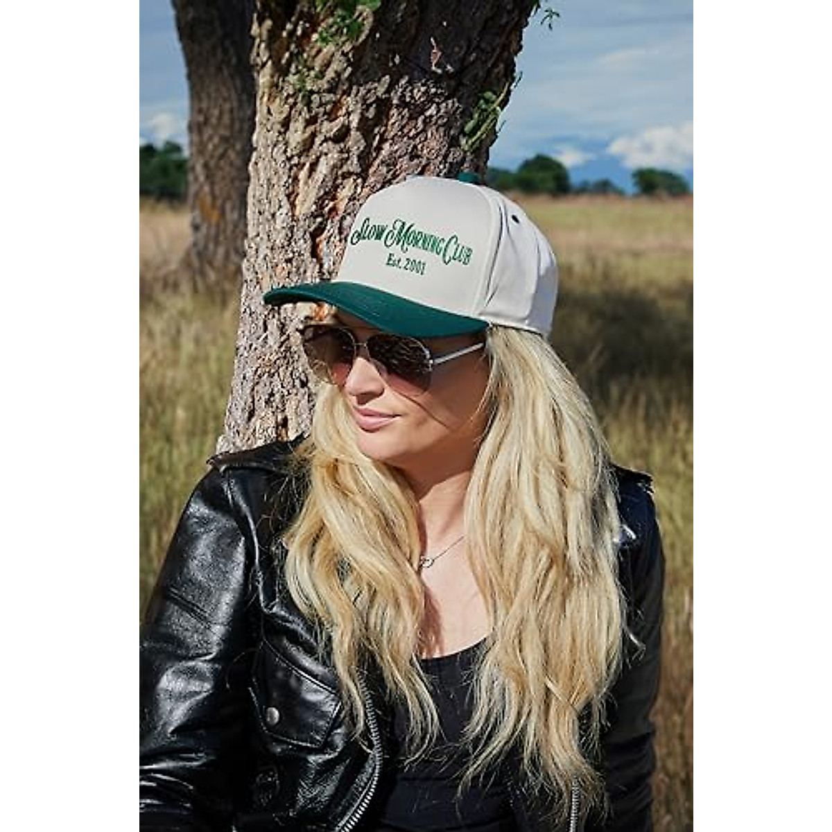 Two Tone Vintage Snapback Hat - Slow Morning Club - Forest/Beige