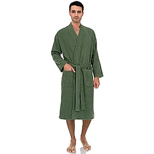 TowelSelections Mens Robe, Cotton Terry Cloth Bathrobe, Soft Bath Robe for Men Medium/Large Loden Frost