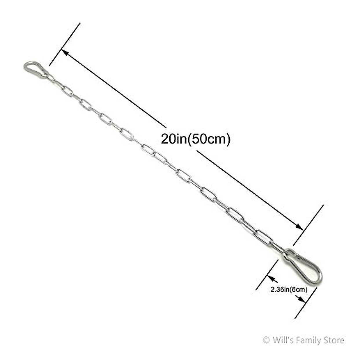 Will's Family Store 20 inch Stainless Steel Barn Chain with Carabiner for Livestock Gate Latch 2 Pack