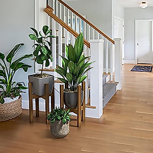 Plant Stand for Indoor Plants, Mid Century Modern Adjustable Bamboo Plant Stand Indoor Plant Holder Rack for Living Room, Balcony Fits 8,10,12 inch Pots Corner Plant Stand Easoger (1 Pack, Plant Stand Only)