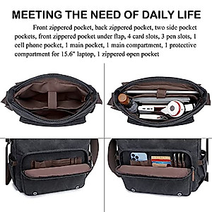 Sunborls Messenger Bag for Mens Retro Canvas Laptop Bag Women 15.6in Briefcases Rugged Satchel Shoulder Bag